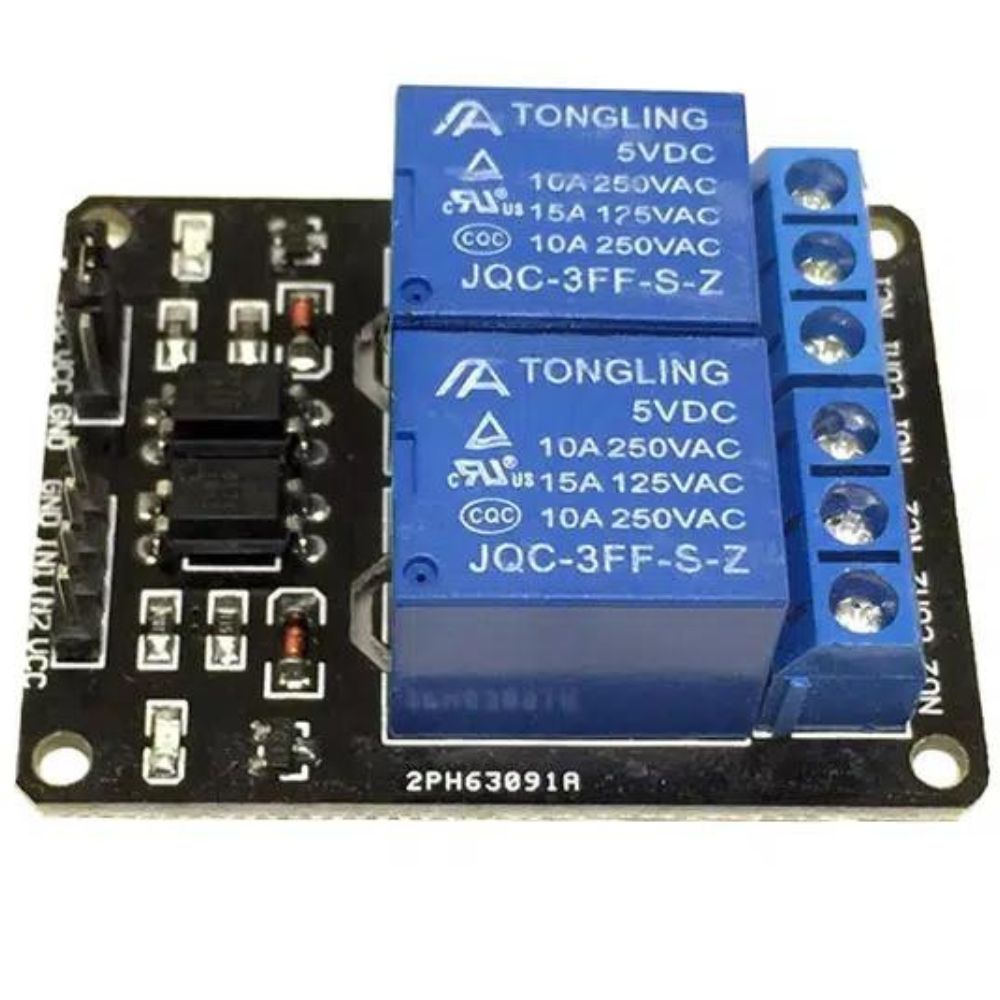MÓDULO RELE 2 CANAIS 5V - RS COMPONENTES ELETRÔNICOS