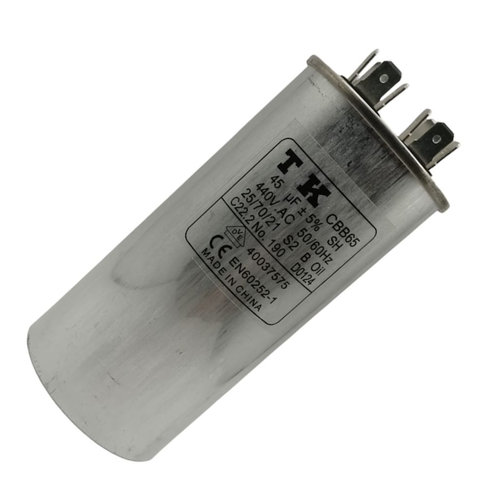 CAPACITOR PPM 45UF 440VFAST-ON CBB65 CANECA METÁLICA E BASE LISA TK ...