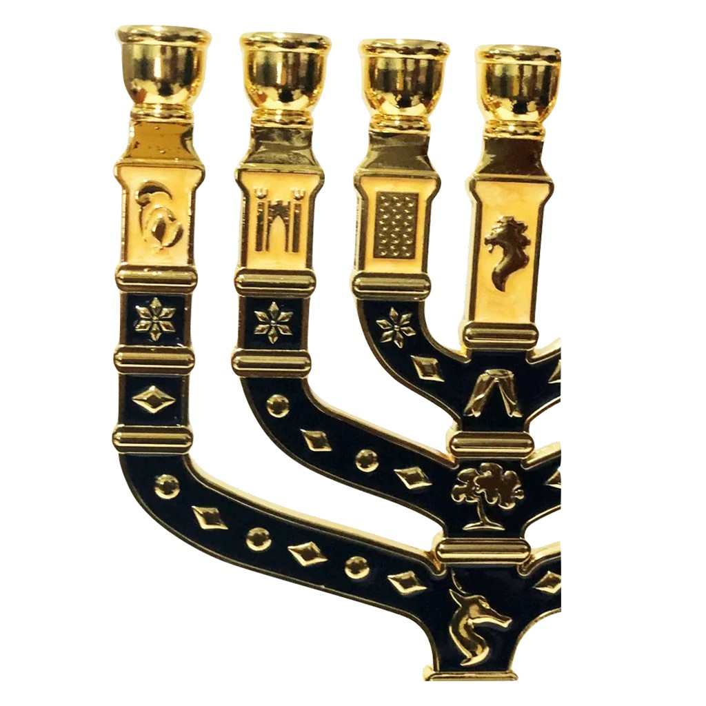 Candelabro Médio Metal Dourado Esmaltado – Azul - Novo Israel ...