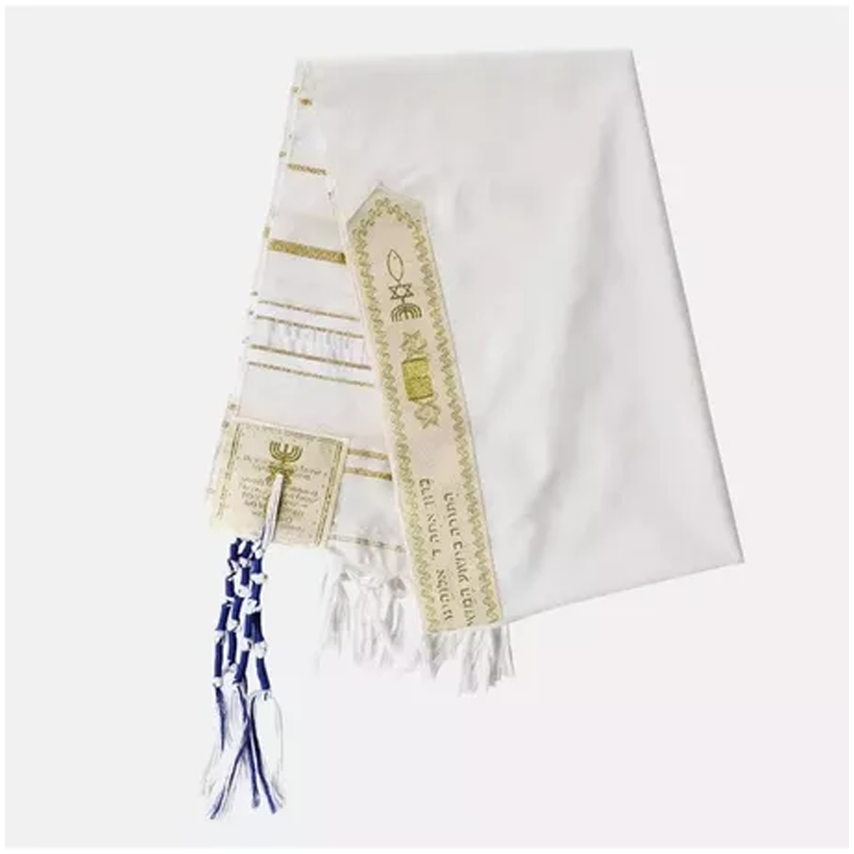 Talit Gadol Messiânico Branco com Dourado + Bolsa - Novo Israel ...