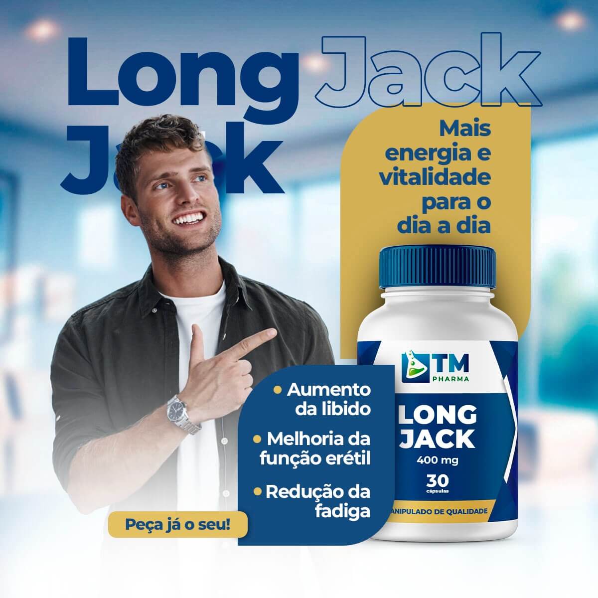 Long Jack 400mg 60 Cápsulas - Energia e Desempenho - TM Pharma ...