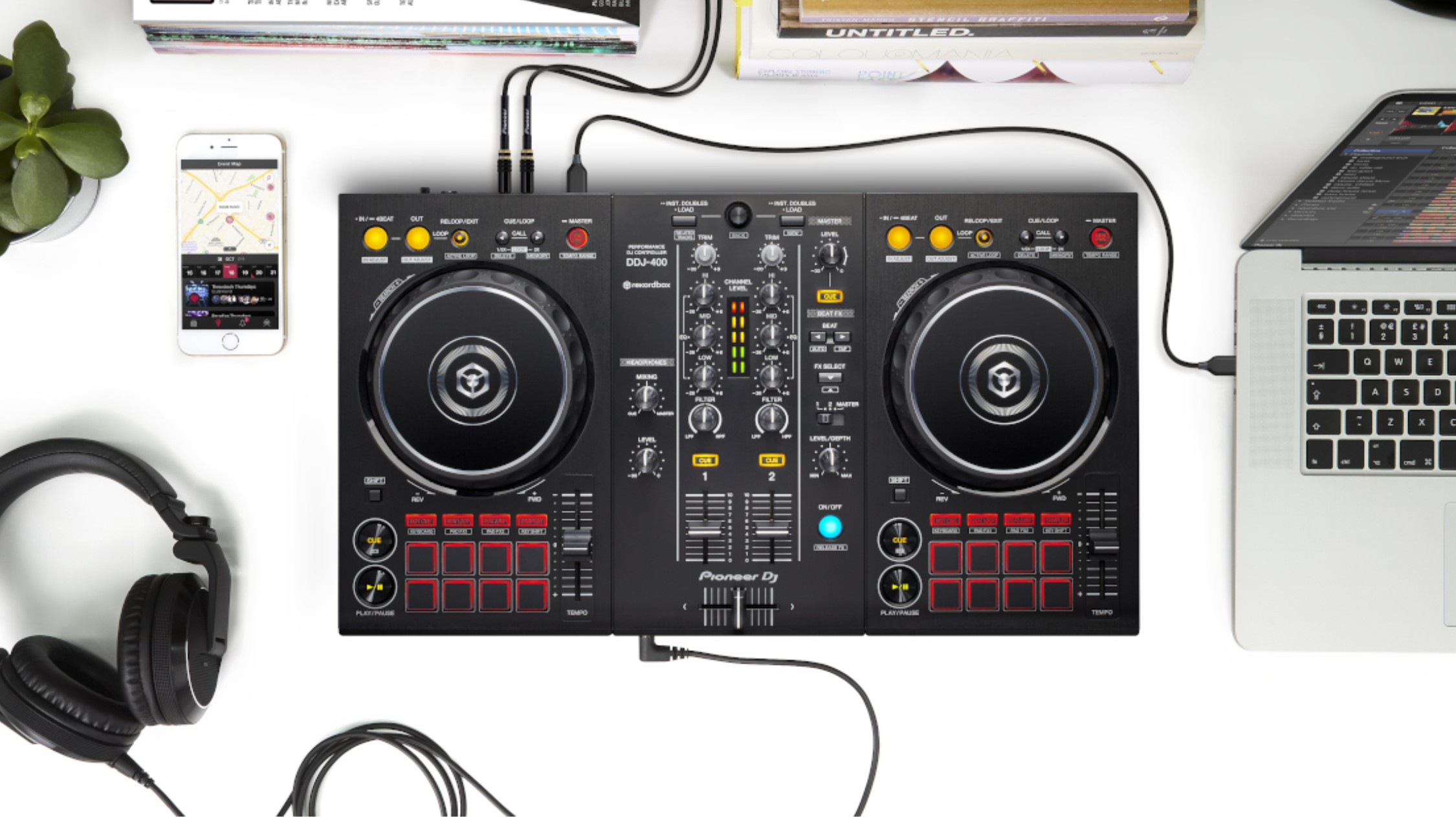 KIT DJ Controlador Pioneer DDJ 400 + Rack Titanium RDJ Control - Equipamentos para DJs é Aqui