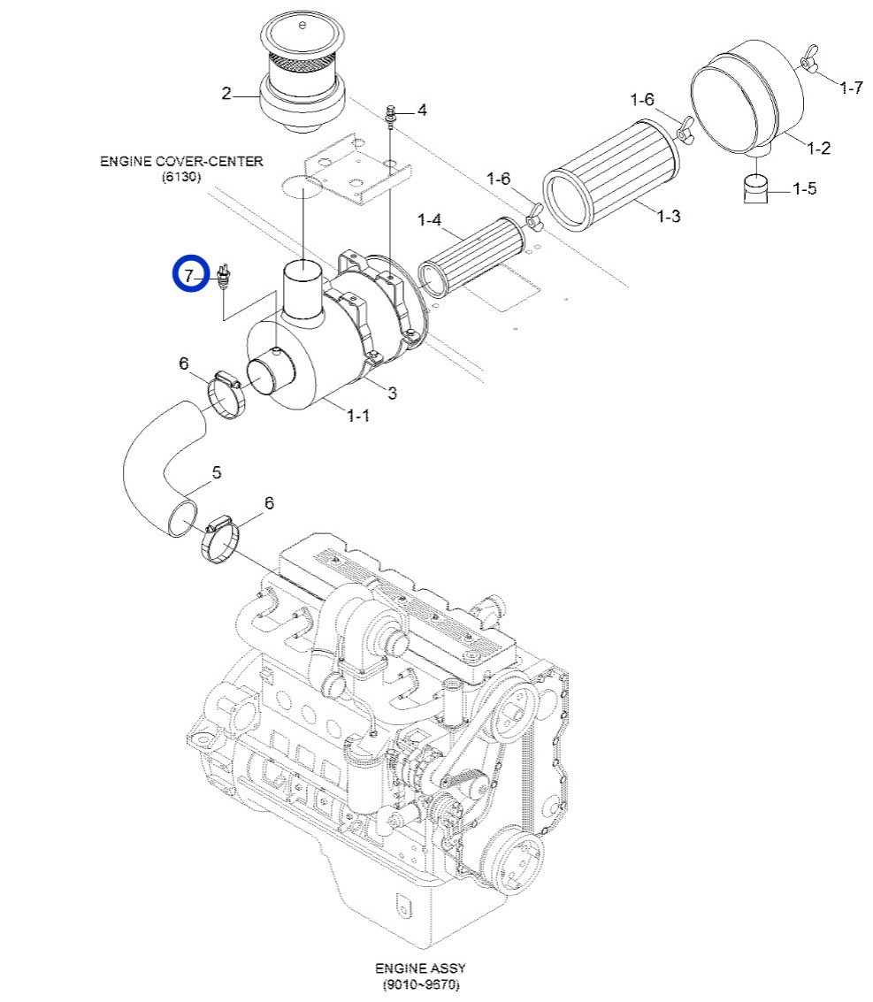 21l7-20100 - Sensor Filtro Ar - 100D-7, 110D-7E, HL730-7, HL730-7A ...