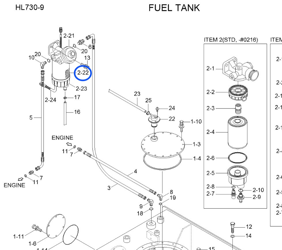 Filtro de combustível separador de água - 11QA-71040BR - HL730-9, HL730 ...