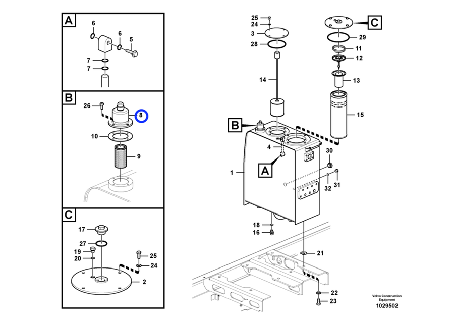 14561585 - Filtro Respiro Hidráulico - EC210, EC140, EC240, EC290 ...