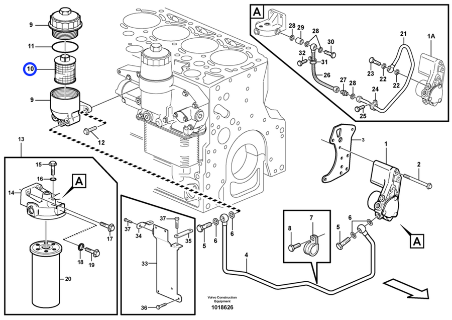 11988962 - Filtro de Combustível - EC135B, EC140B, EC160B, EC180B ...