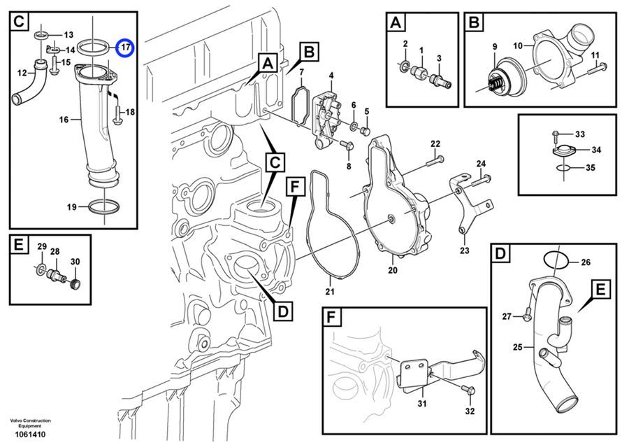 21423788 - Anel de Vedação da Bomba D'água - Volvo CE - Peças para ...