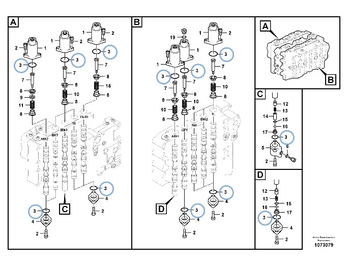 990620 - Anel de Vedação da Válvula de Comando Principal - EC350, EC380 ...