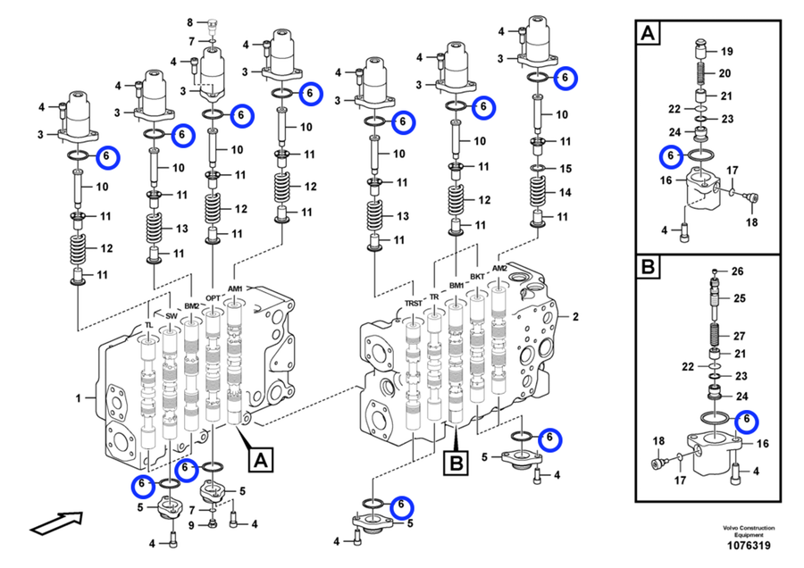 990620 - Anel de Vedação da Válvula de Comando Principal - EC350, EC380 ...