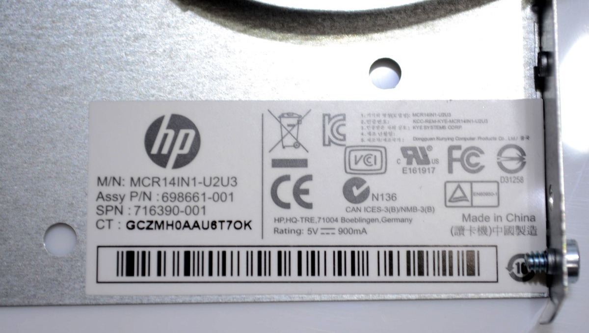 Card Reader Hp-14 -in-1 Usb 3,5 Media Card Reader 716390-001 - Loja ...