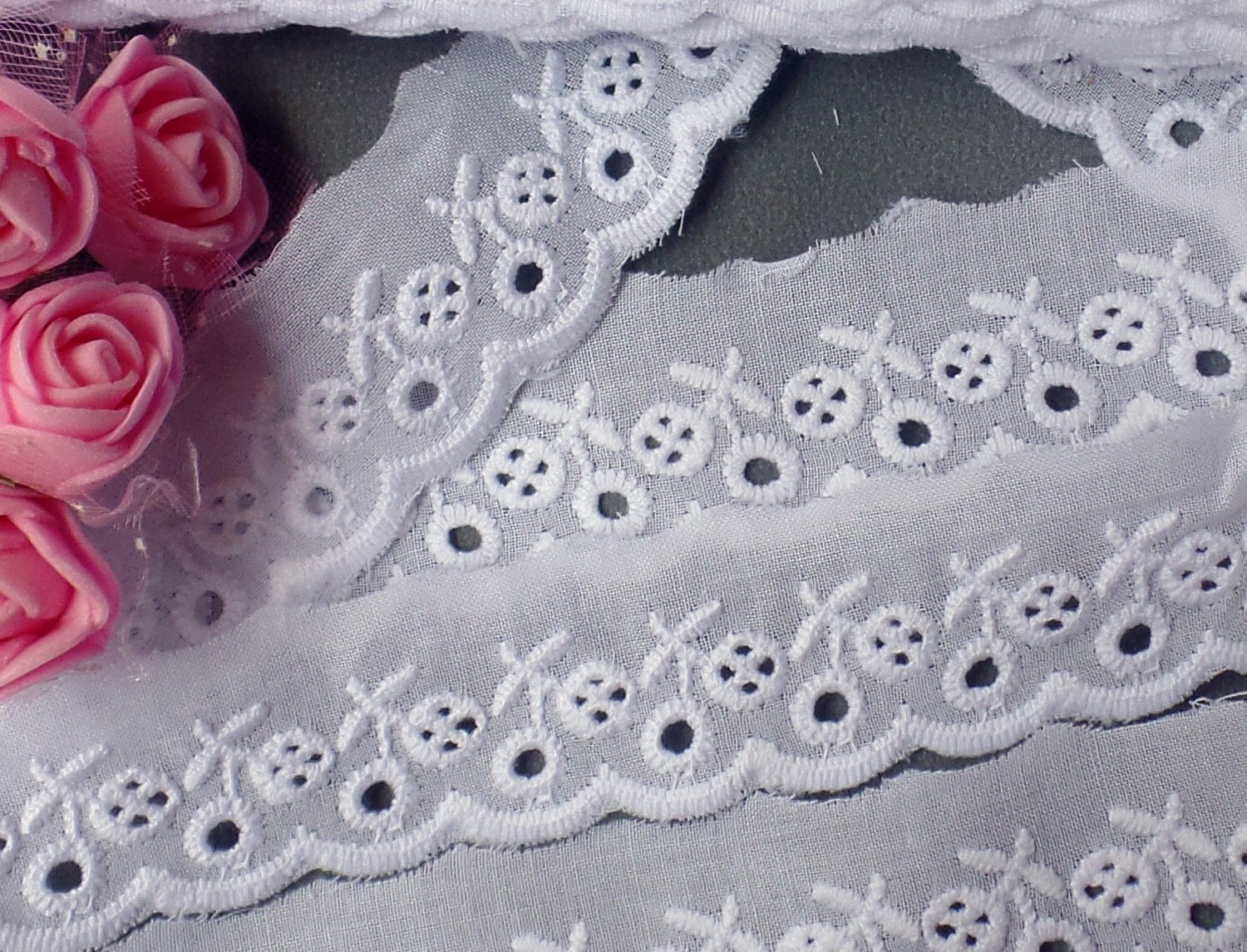 BA004 - 2,50cm x 13,70m | Bordado Inglês 100% Algodão Branco - Lápis de ...