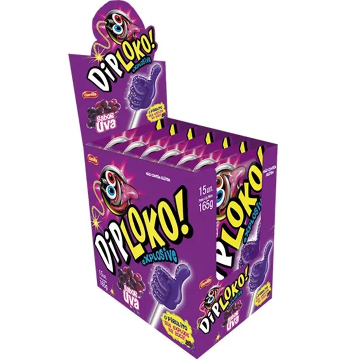 Pirulito Sabor Uva Dip Loko com Pó que Explode na Boca - Avanci Brasil