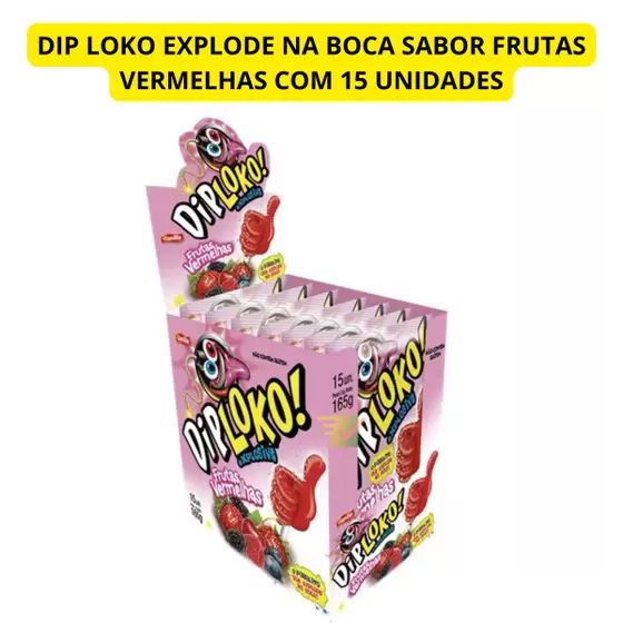 PIRULITO COM BALA DIPLOKO Explosivo DipLoko - Boom - Frutas Vermelhas ...