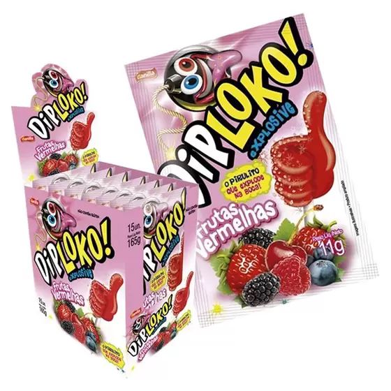 PIRULITO COM BALA DIPLOKO Explosivo DipLoko - Boom - Frutas Vermelhas ...
