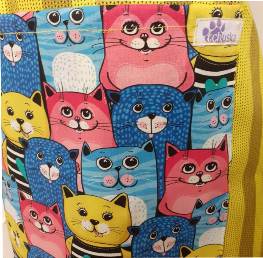 Avental Sarja Semi-Impermeável Estampado Tchuska - Cats Amarelo - Uau, é Tchuska!
