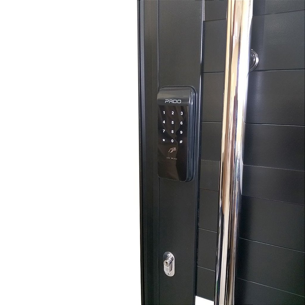 Porta Pivotante de Alumínio Preto Com Puxador com Fechadura Digital ...