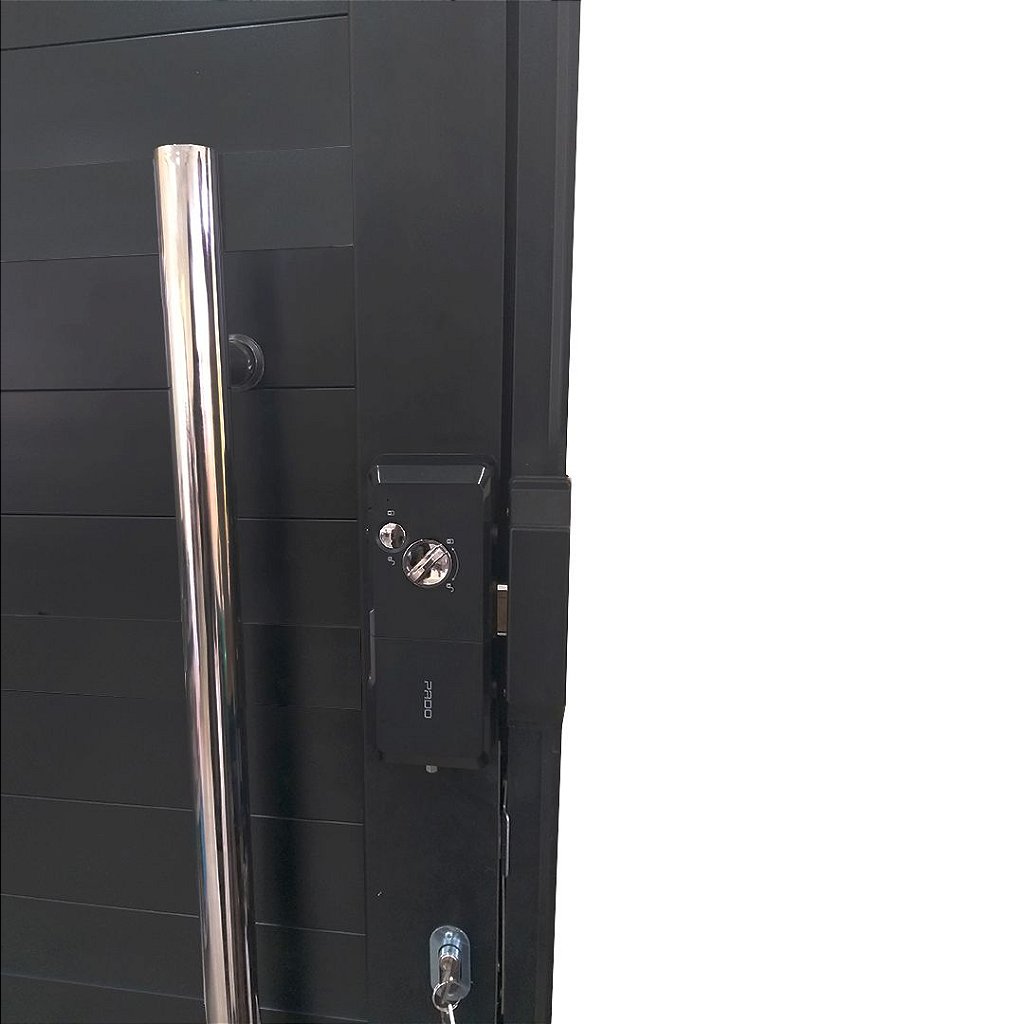 Porta Pivotante de Alumínio Preto Com Puxador com Fechadura Digital ...