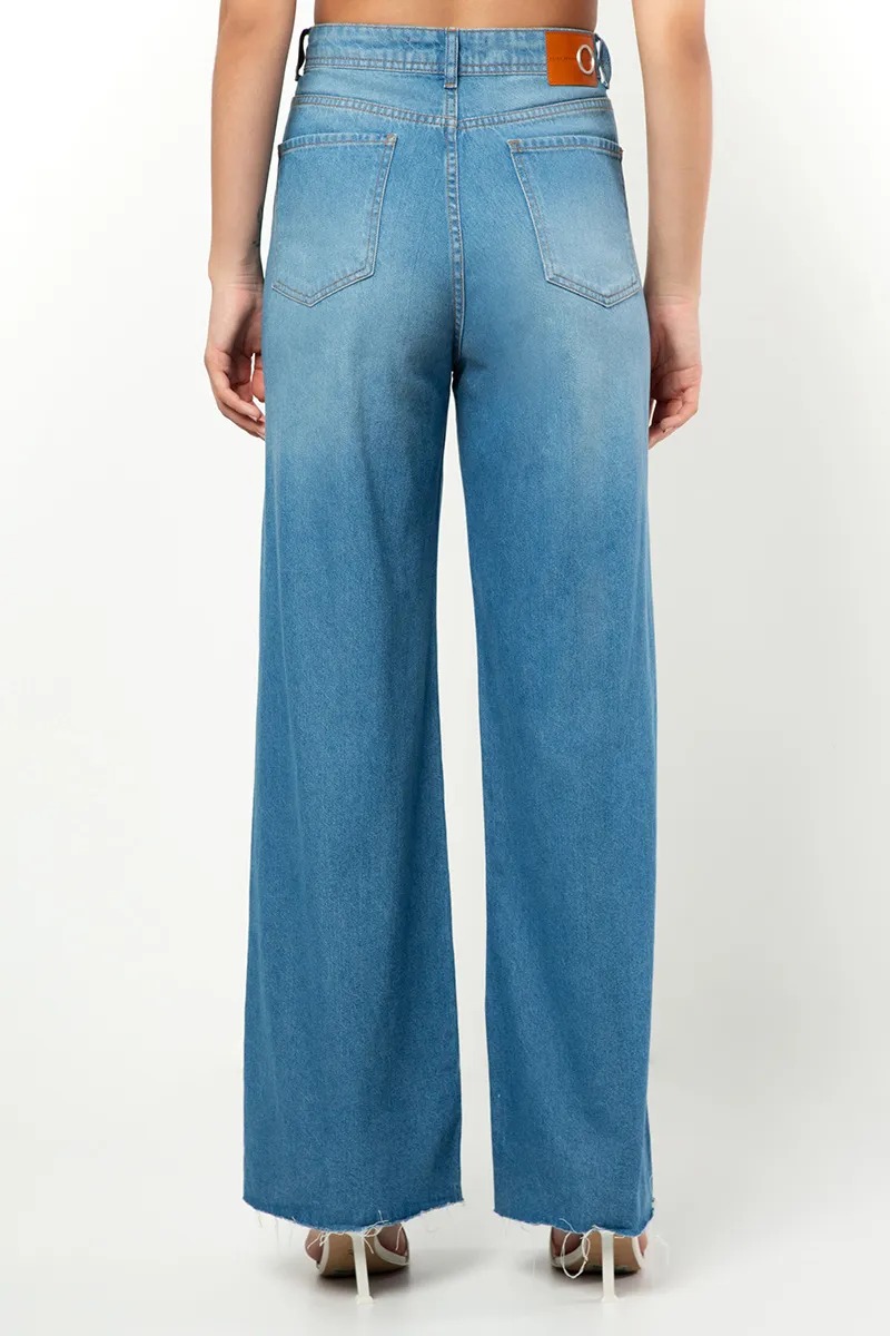 SLY CALÇA WIDE LEG HELENA CINTURA ALTA JEANS - MELEVALOGO