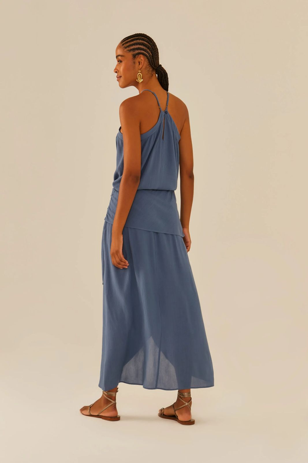 MARIA FILO SAIA MIDI AMARRACAO AZUL FOG - MELEVALOGO