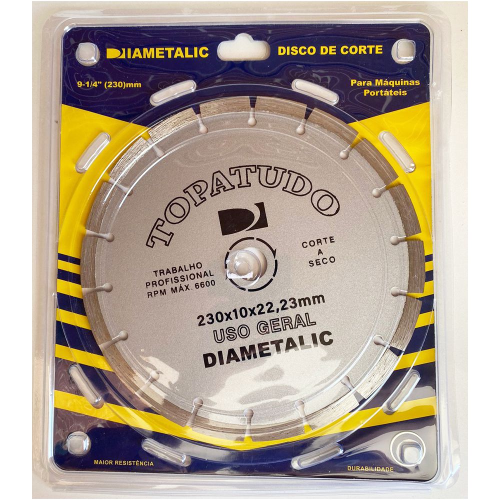 Disco Corte Diamantado Segmentado Topa Tudo 230mm Diametalic - BARADEL ...