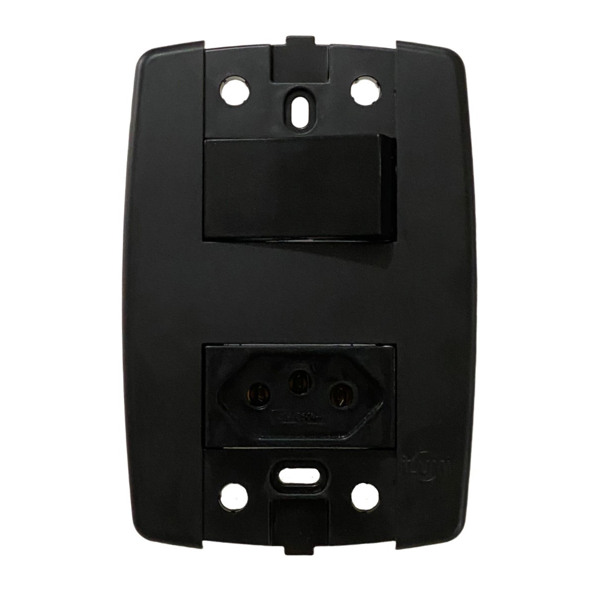 Kit 2 Conjunto Interruptor Simples + Tomada 20A 250V Preta - BARADEL ...