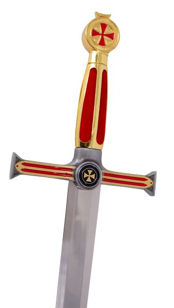 Espada Cruz De Malta Vermelha Medieval Templária Em Aço - Tenda Medieval