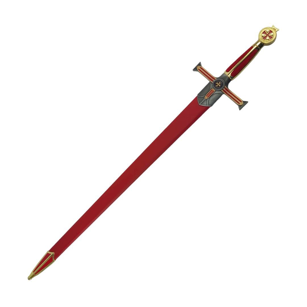 Espada Cruz De Malta Vermelha Medieval Templária Em Aço - Tenda Medieval