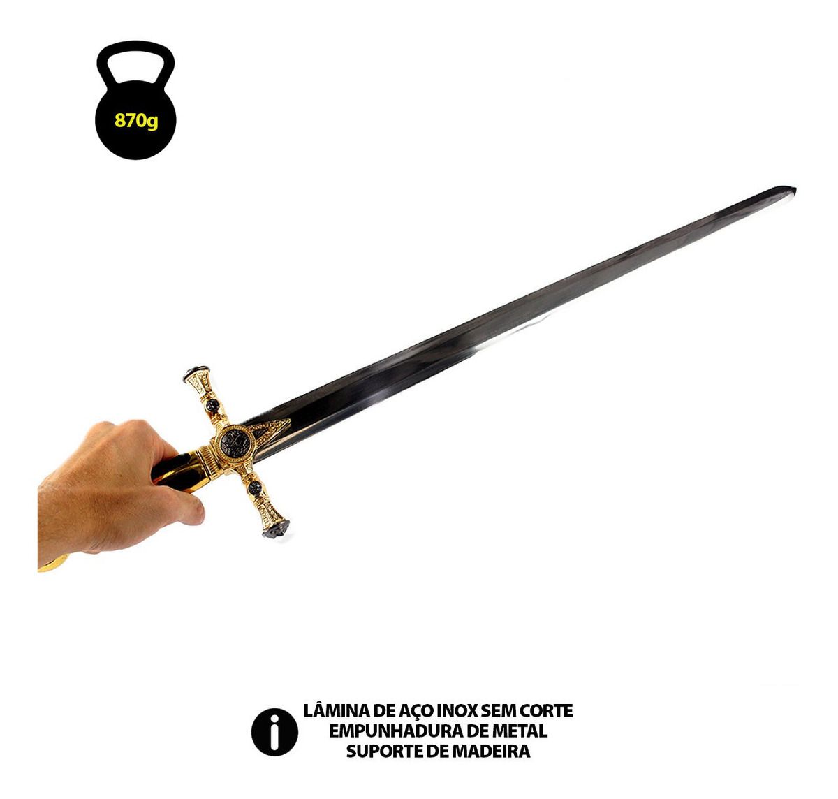 Espada Maçonica Preta Em Aço - Tenda Medieval