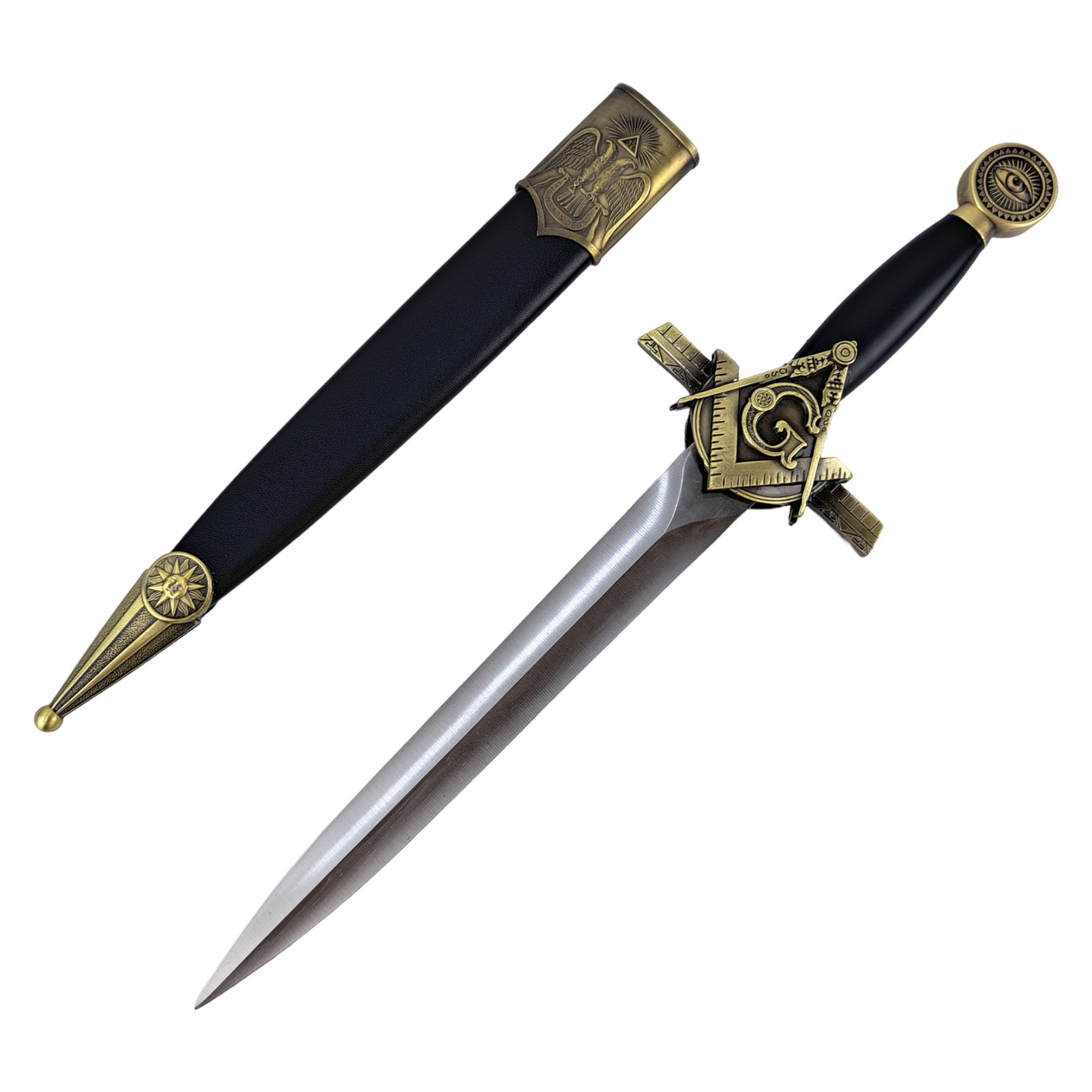 Adaga Maçônica Esquadro Compasso Símbolo Dourado - Tenda Medieval