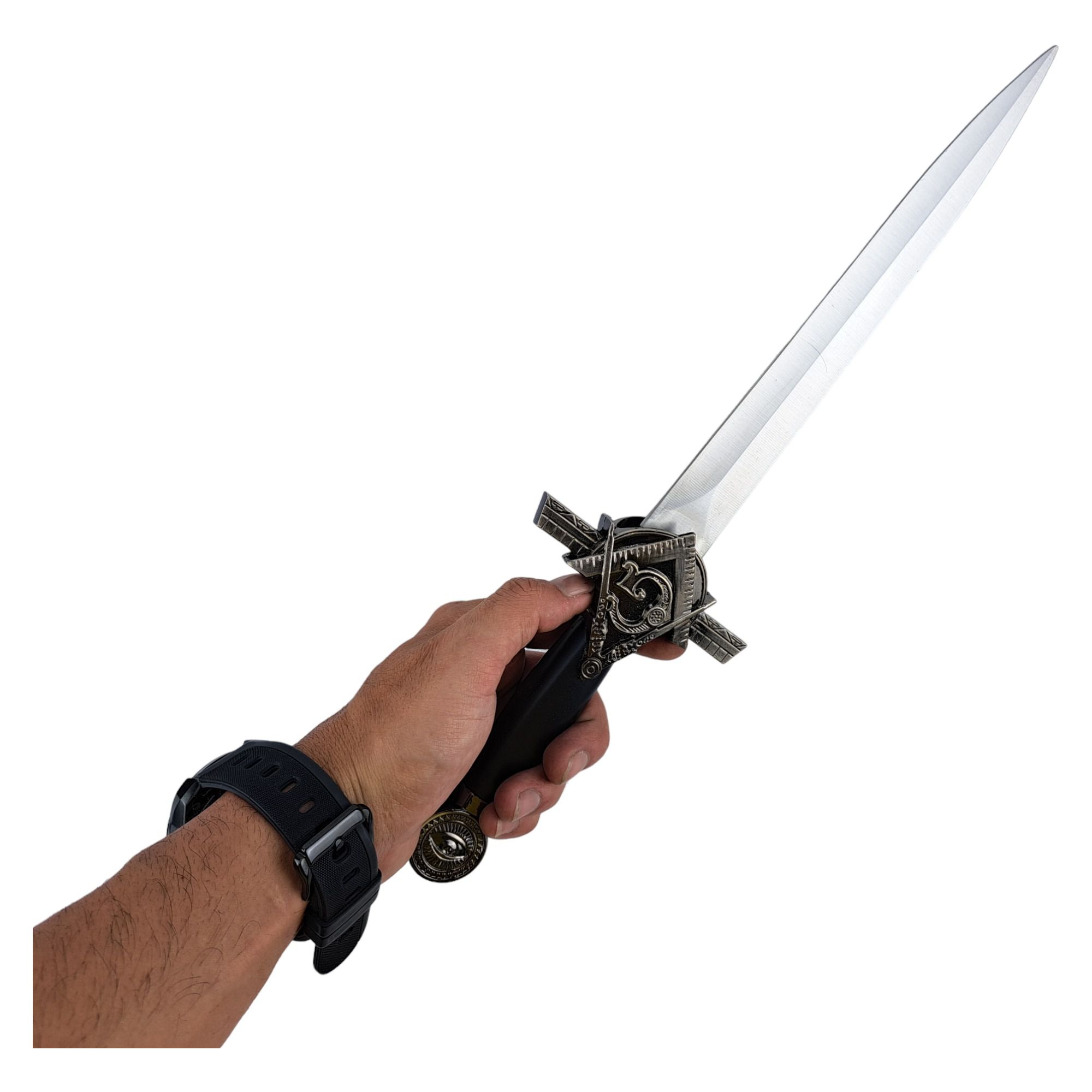 Adaga Maçônica Esquadro Compasso Símbolo Cinza - Tenda Medieval