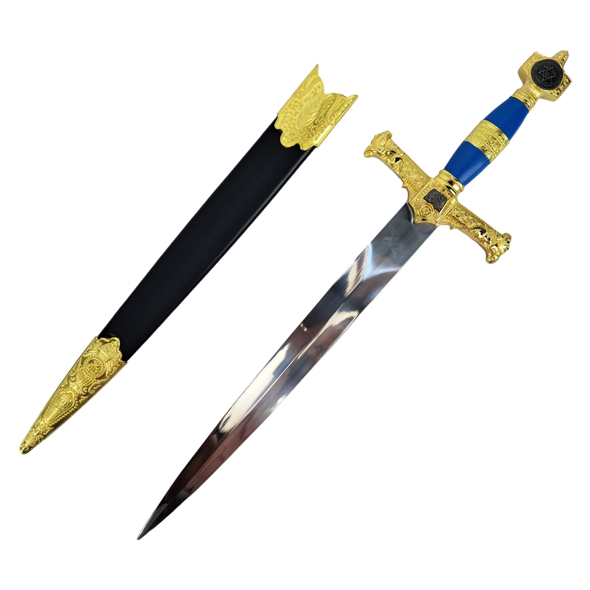 Adaga Rei Salomão Davi Medieval Azul e Dourado - Tenda Medieval