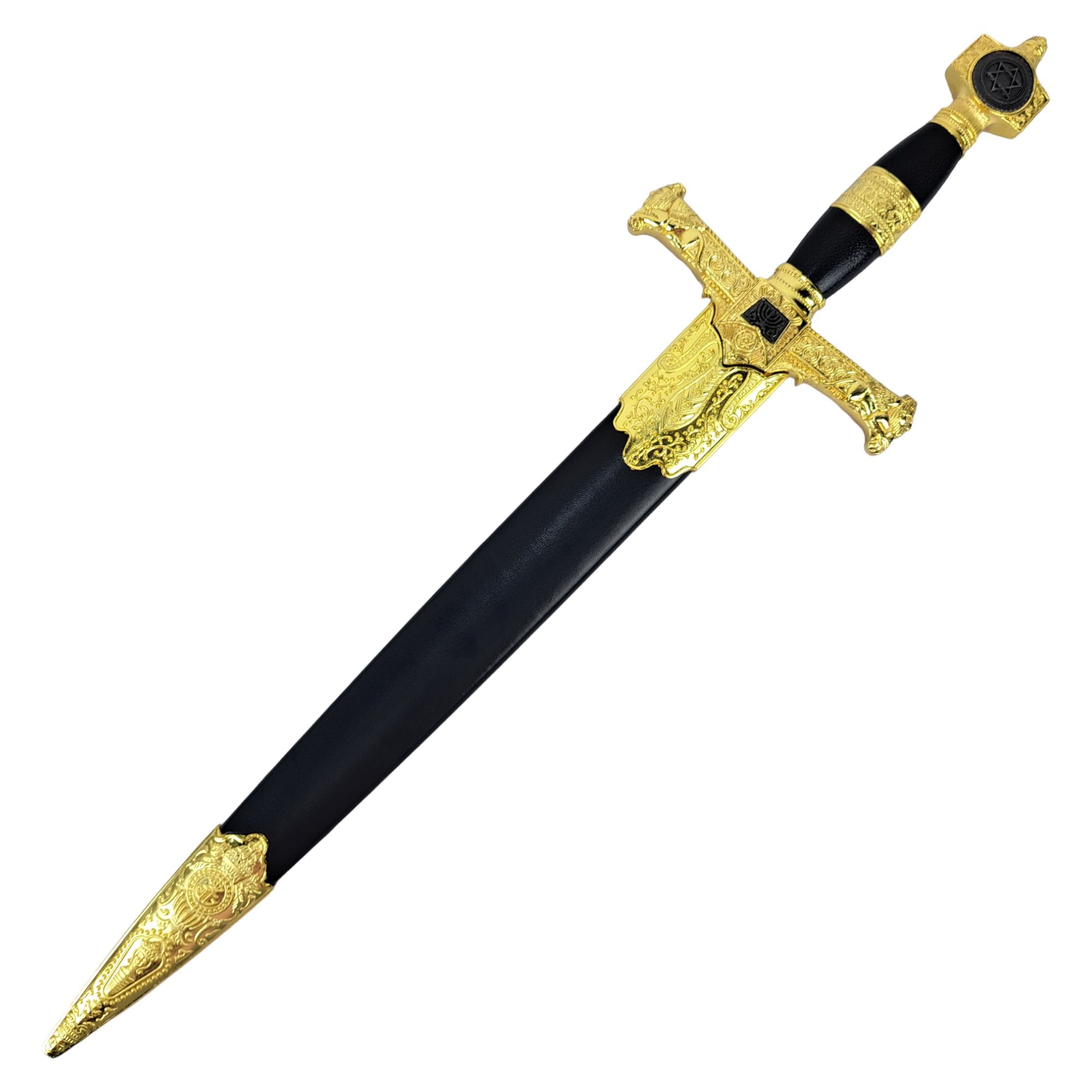 Adaga Rei Salomão Davi Medieval Preto e Dourado - Tenda Medieval