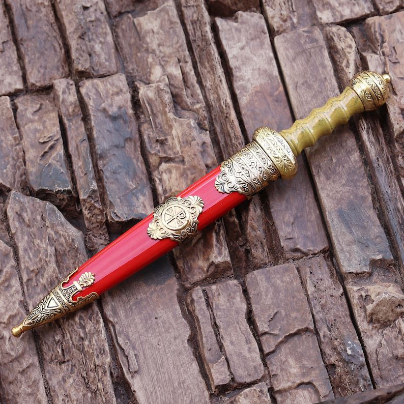 Adaga Romana Gladius Bainha Vermelha Abridor de Cartas - Tenda Medieval