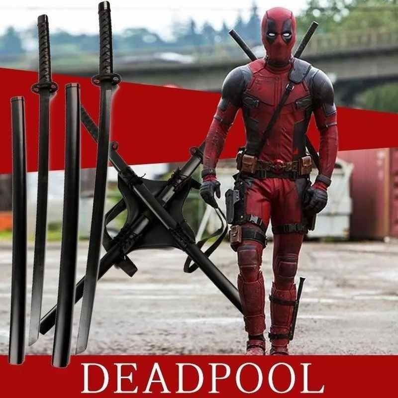 Espadas Deadpool Kit Com 2 Espadas E Suporte Para Costas - Tenda Medieval