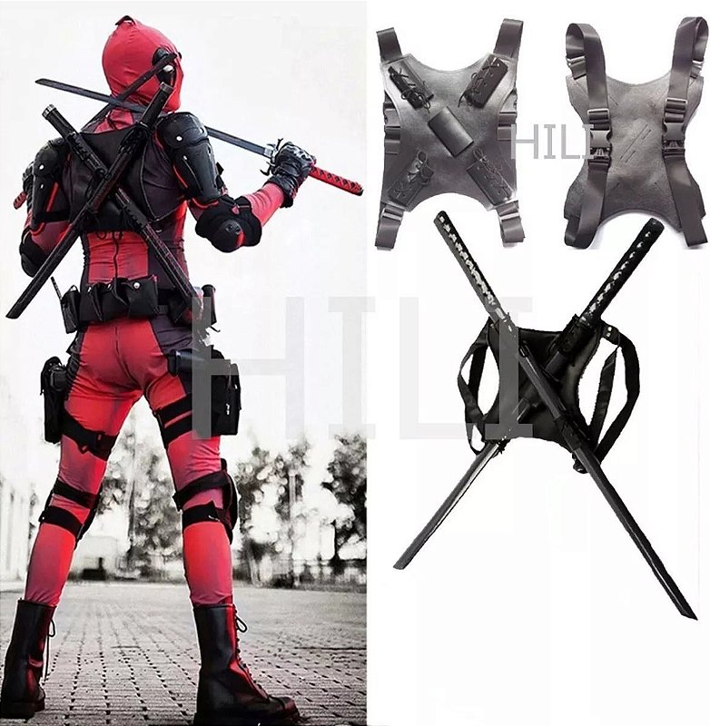 Espadas Deadpool Kit Com 2 Espadas E Suporte Para Costas - Tenda Medieval