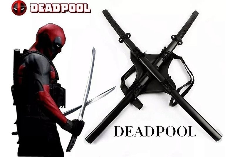 Espadas Deadpool Kit Com 2 Espadas E Suporte Para Costas - Tenda Medieval