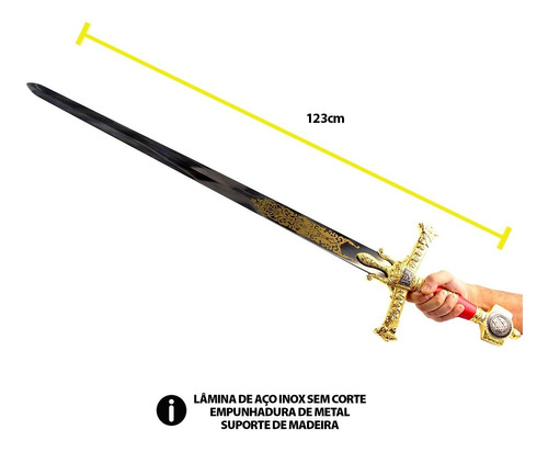 Espada Rei Davi e Salomão Decorativa com Suporte | Tenda Medieval ...