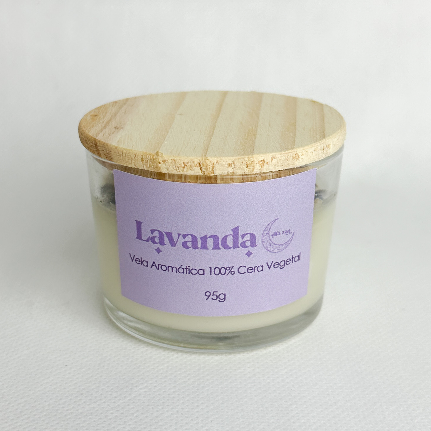 Vela Aromática Lavanda Cera Vegetal com Pedras Naturais Ametista - Elfa Zen
