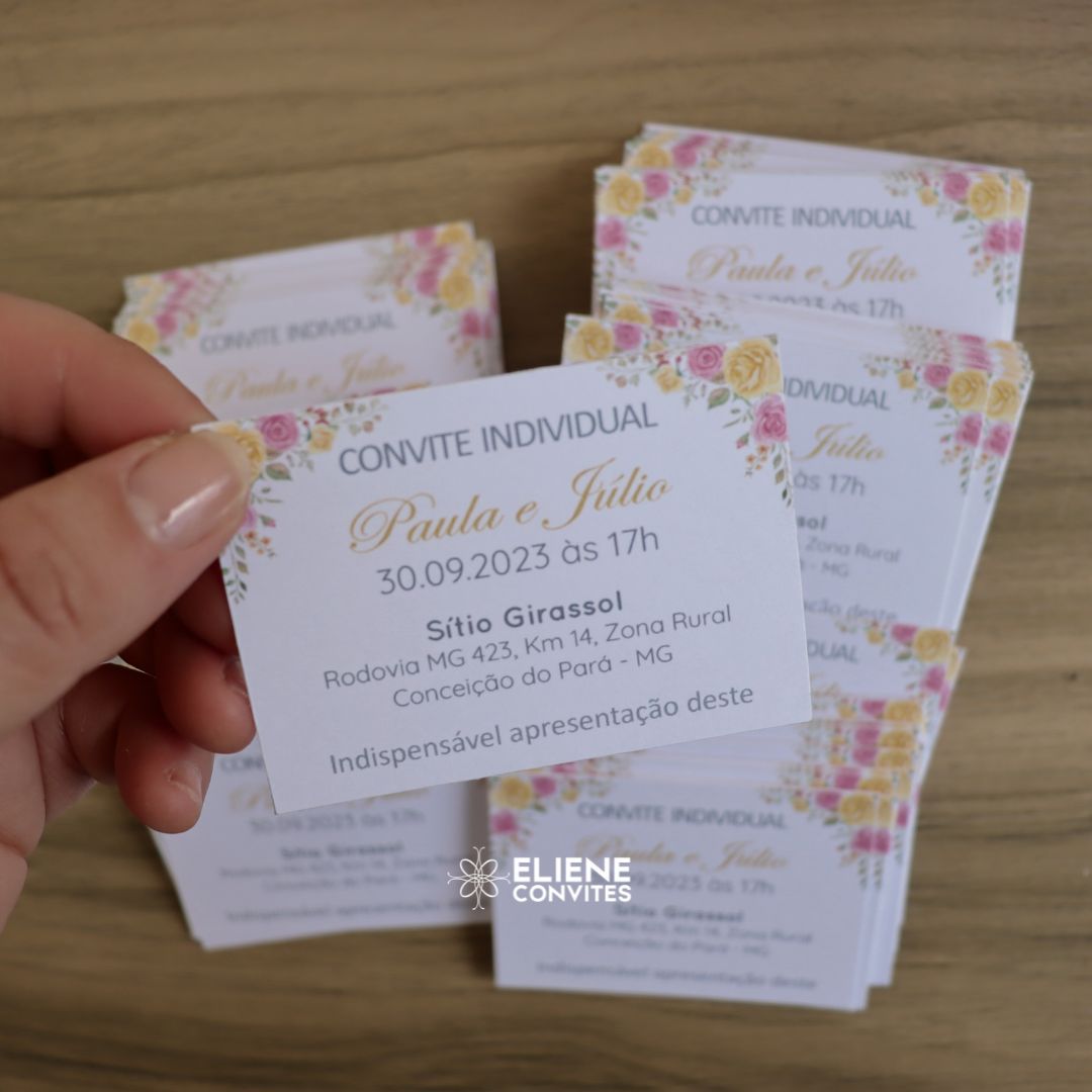 Convite Individual Floral Rosa - Convites personalizados!