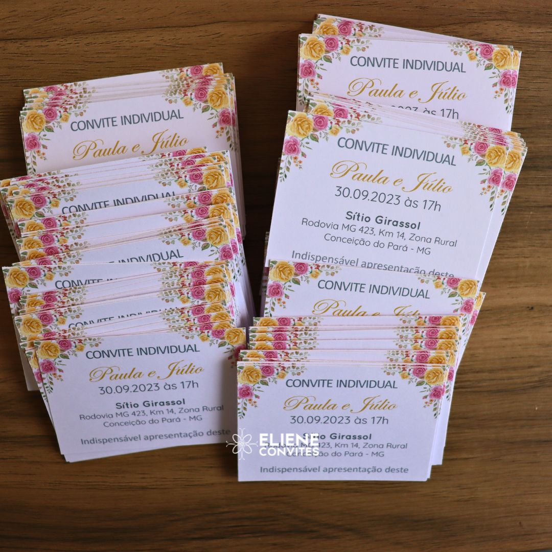 Convite Individual Floral Rosa - Convites personalizados!
