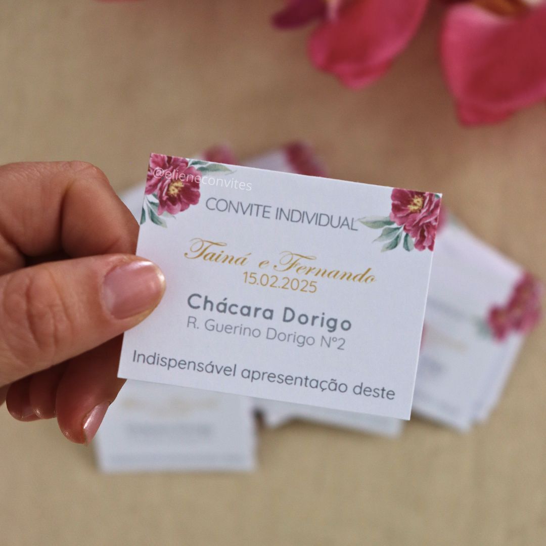 Convite Individual Floral Rosa Fúcsia - Convites personalizados!