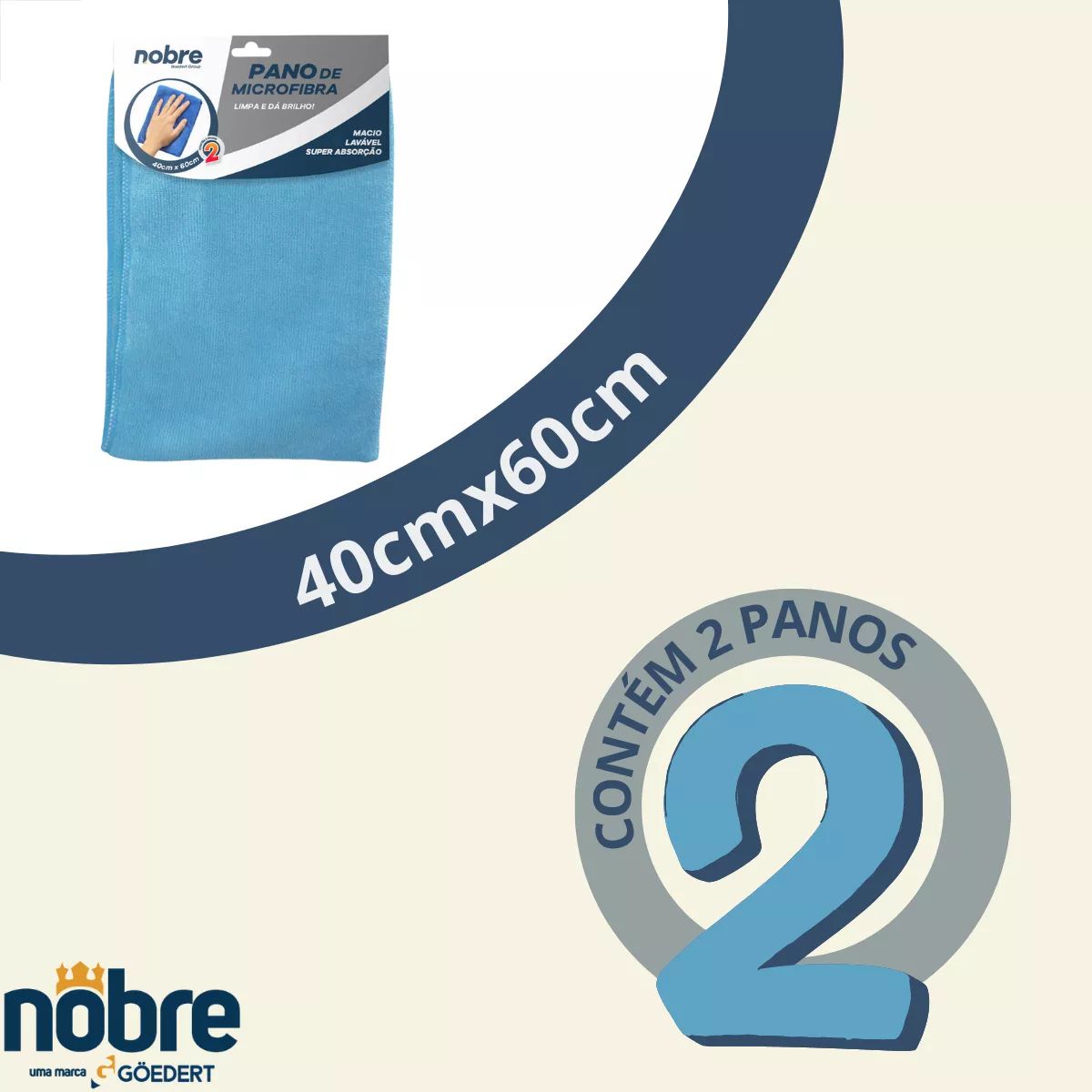 PANO DE MICROFIBRA 40X60 AZUL C/2 NOBRE - Ângulo Embalagens