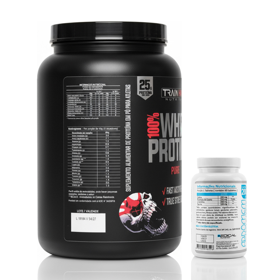 Whey Protein Train Hard + Lipo & Drene Termogênico Medical Nutrition - Train Hard Nutrition ...
