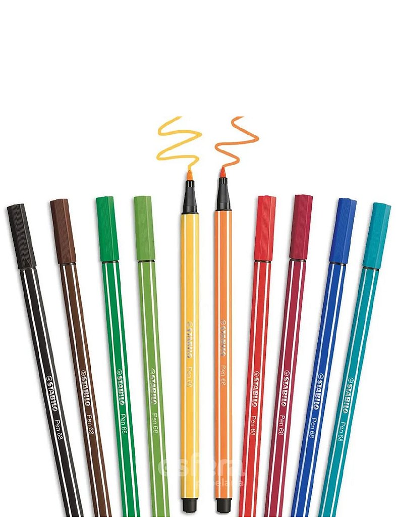 Caneta Hidrográfica Pen 68 Estojo com 10 Cores STABILO - Tema NClean ...