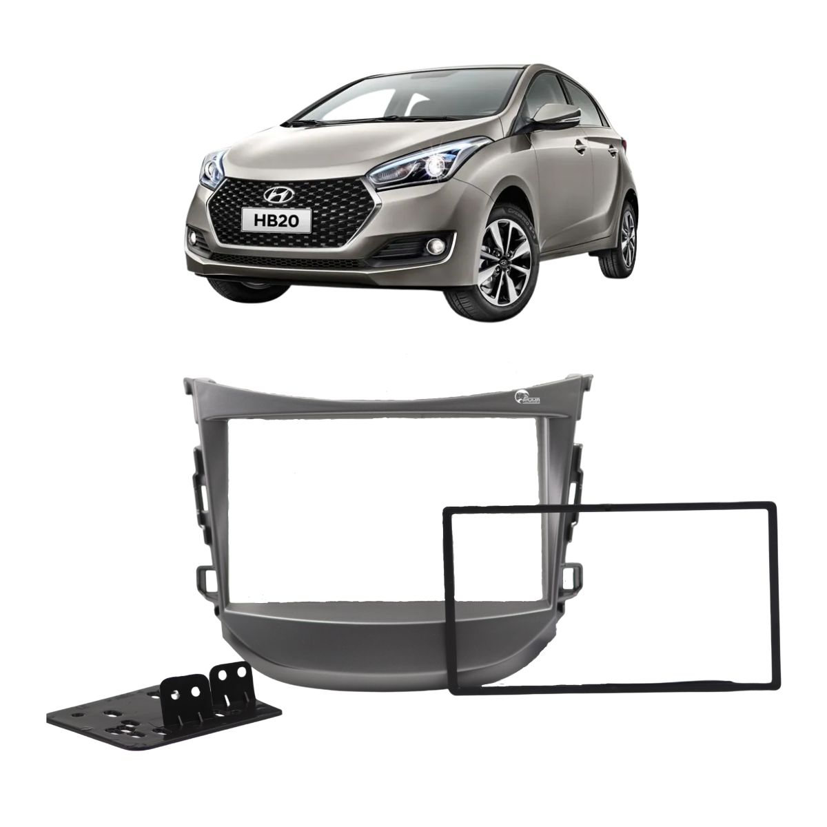 Moldura Multimidia Painel 2 Din Dvd Mp5 HB20 2012 a 2019 - Puma Auto Parts