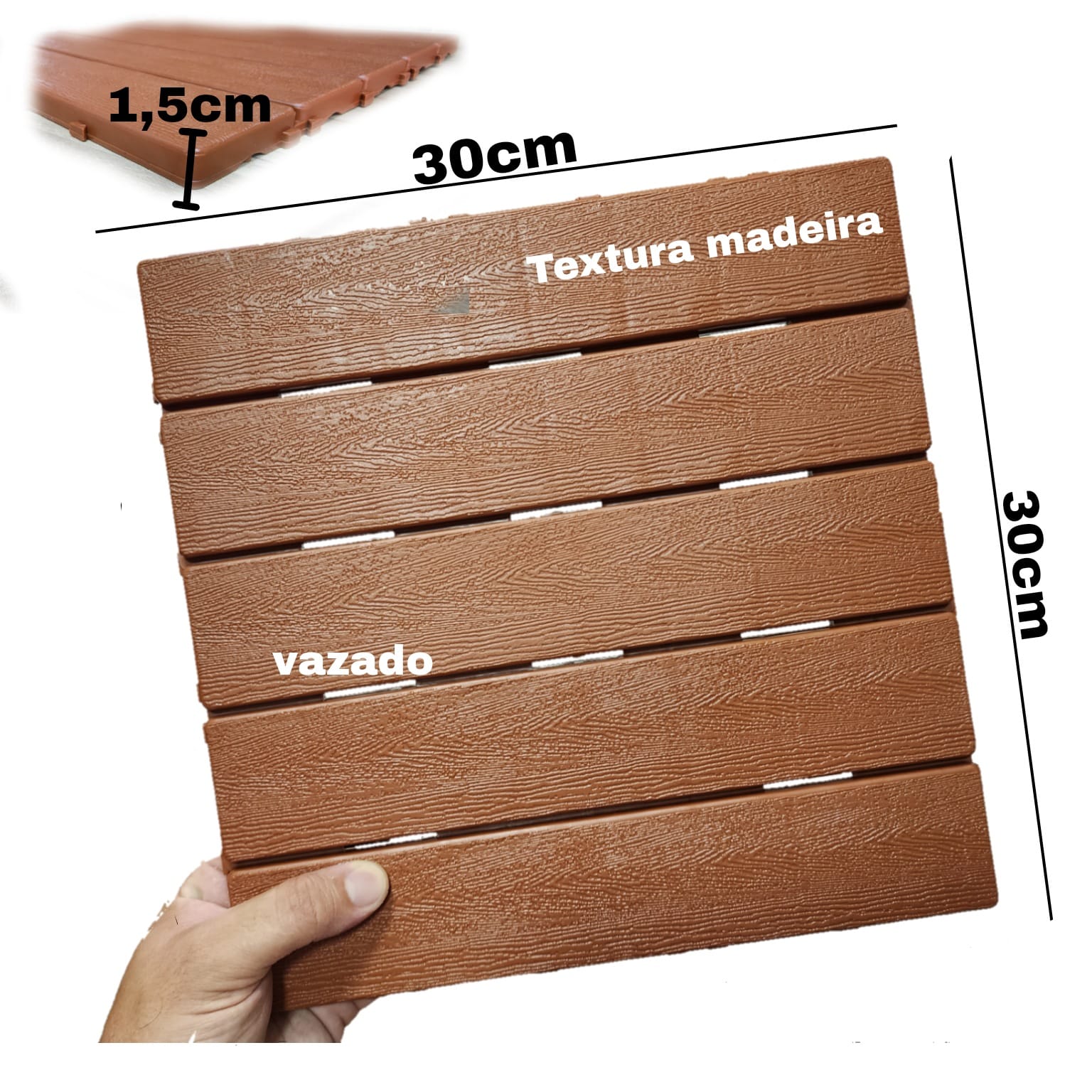Deck Modular Plastico textuda de madeira - WNUMODULAR - WNU COMERCIO