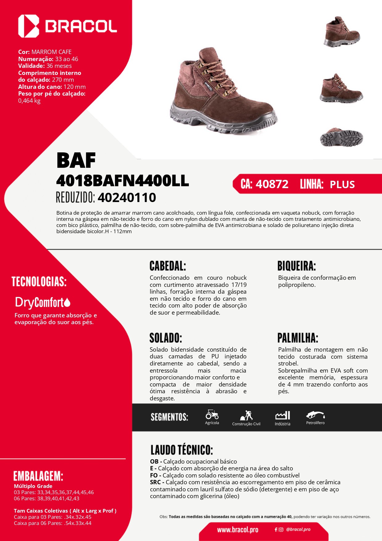 Botina De Segurança Nobuck BAFN Bico De Pvc Bracol - CA40872 - Alucel ...