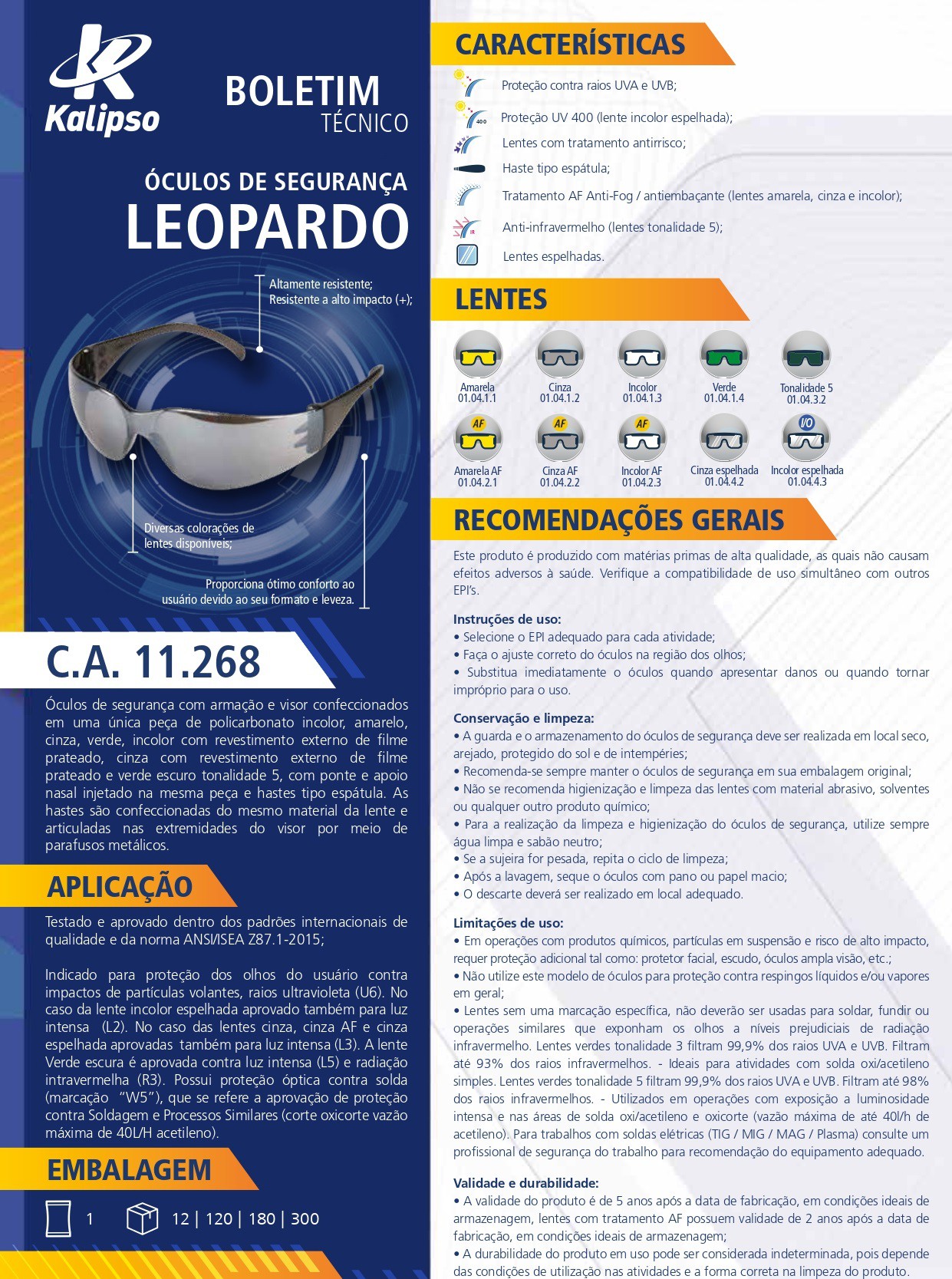 Óculos Kalipso Antiembaçante Leopardo Incolor CA11268 - 01.04.2.3 ...