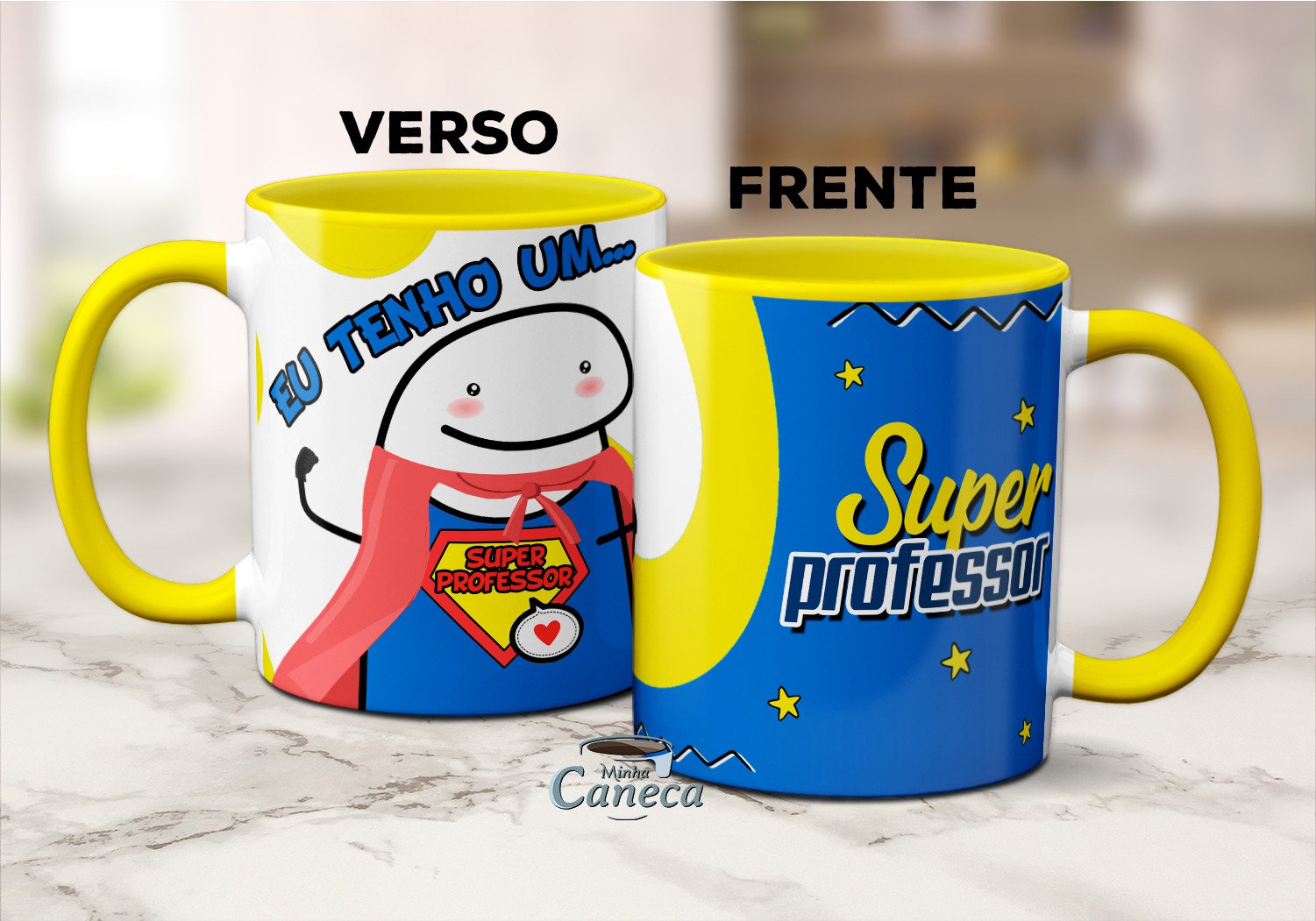 Caneca Criativa Meme Flork Tenho Um Super Professor Presente - Minha Caneca