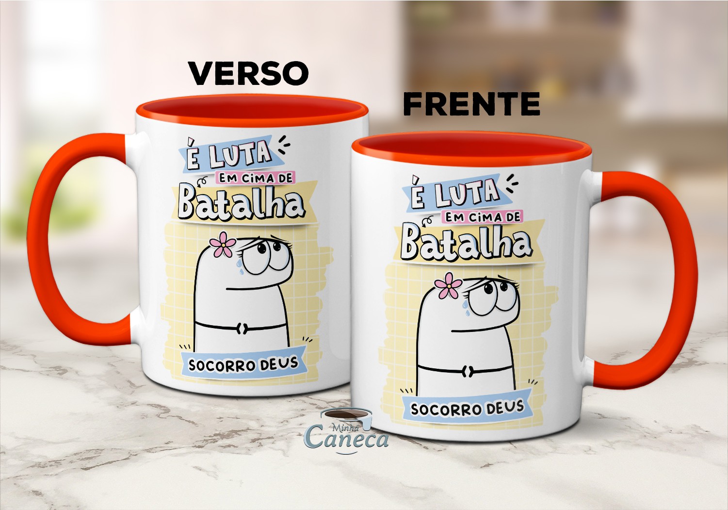 Caneca Flork Meme É Luta em Cima De Batalha Socorro Deus - Minha Caneca